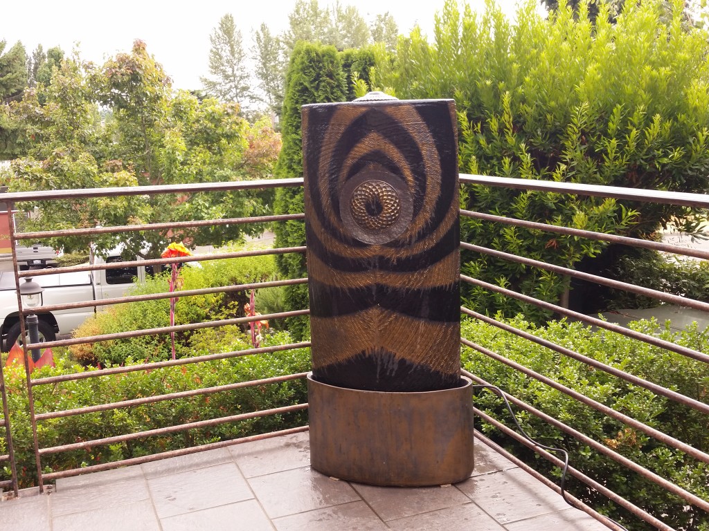 Unfolding Lotus water feature, Black/Bronze, 4' height (3' top, 1 ...